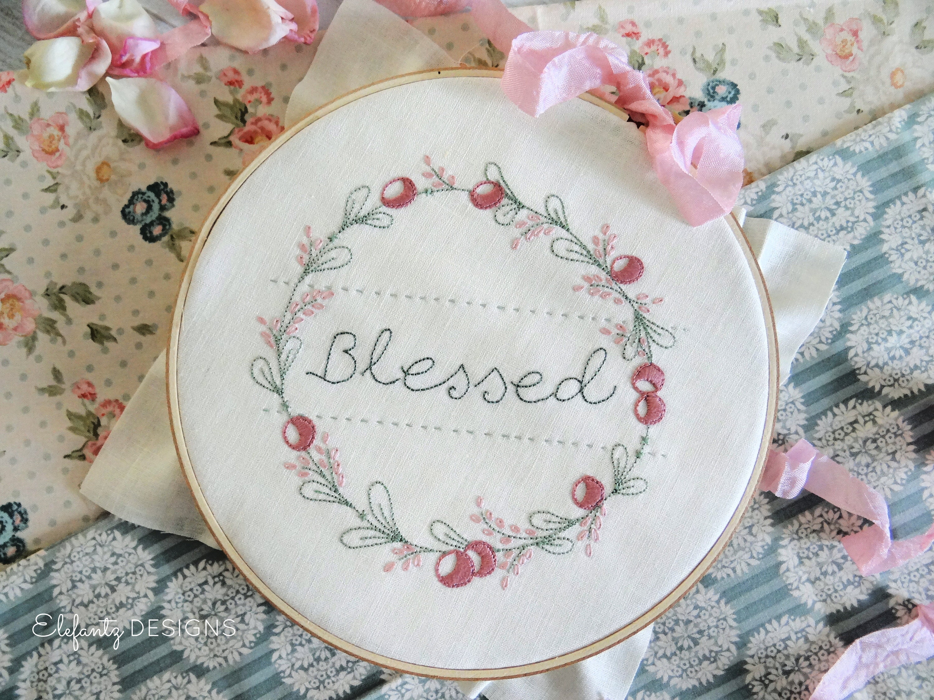 BLESSED Hand Embroidery Pattern - Hoop Art - Digital Download - Etsy