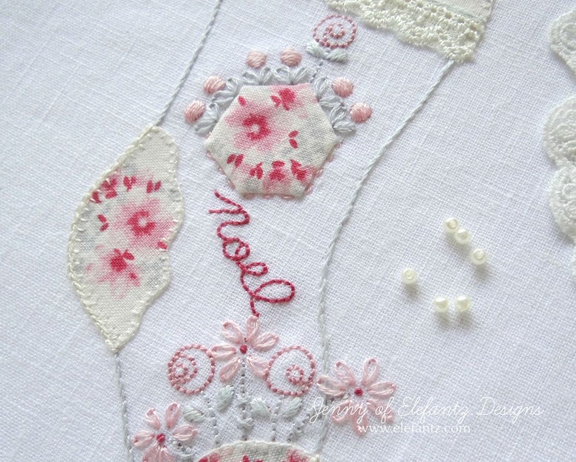 Six Christmas Stockings hand embroidery pattern shabby | Etsy