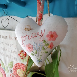 PRAY Hanging Heart - Hand Embroidery and Project Pattern - Digital ...