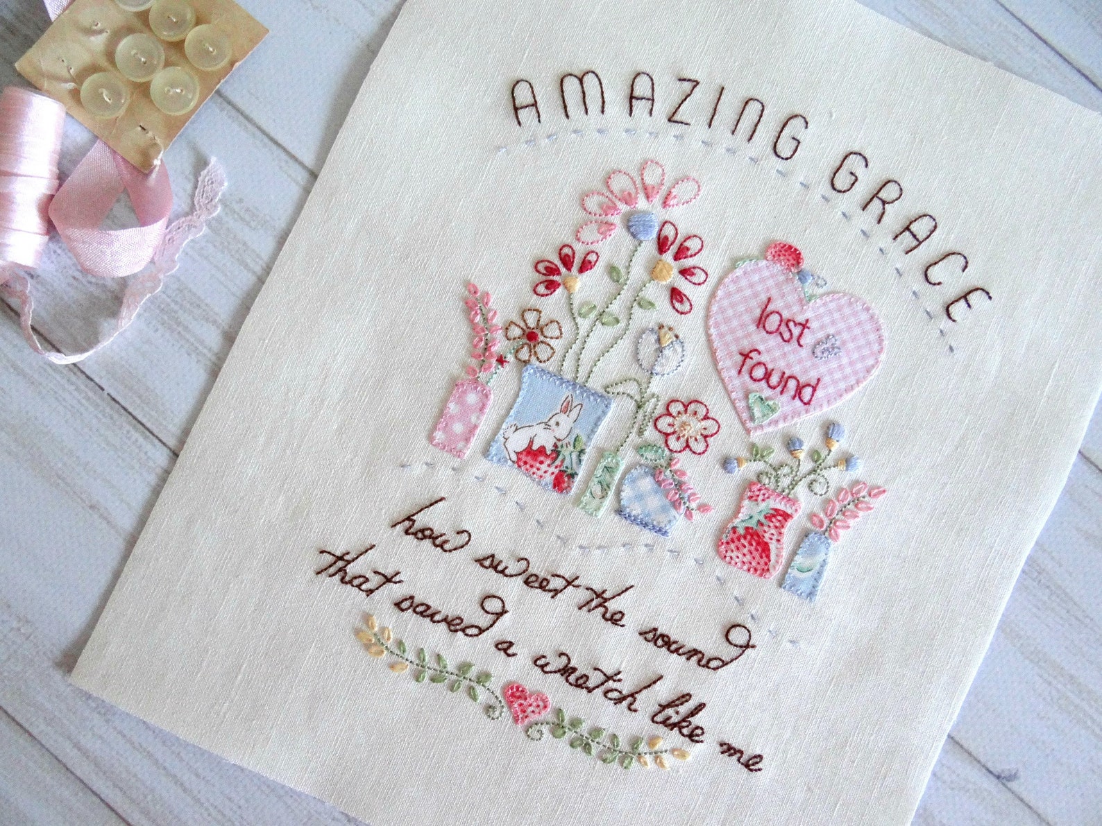 Amazing Grace Hand Embroidery Pattern Hymn Digital - Etsy Australia