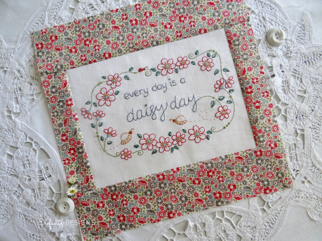 Daisy-a-day Quilt - Block 4 Pattern - Hand Embroidery - Digital ...