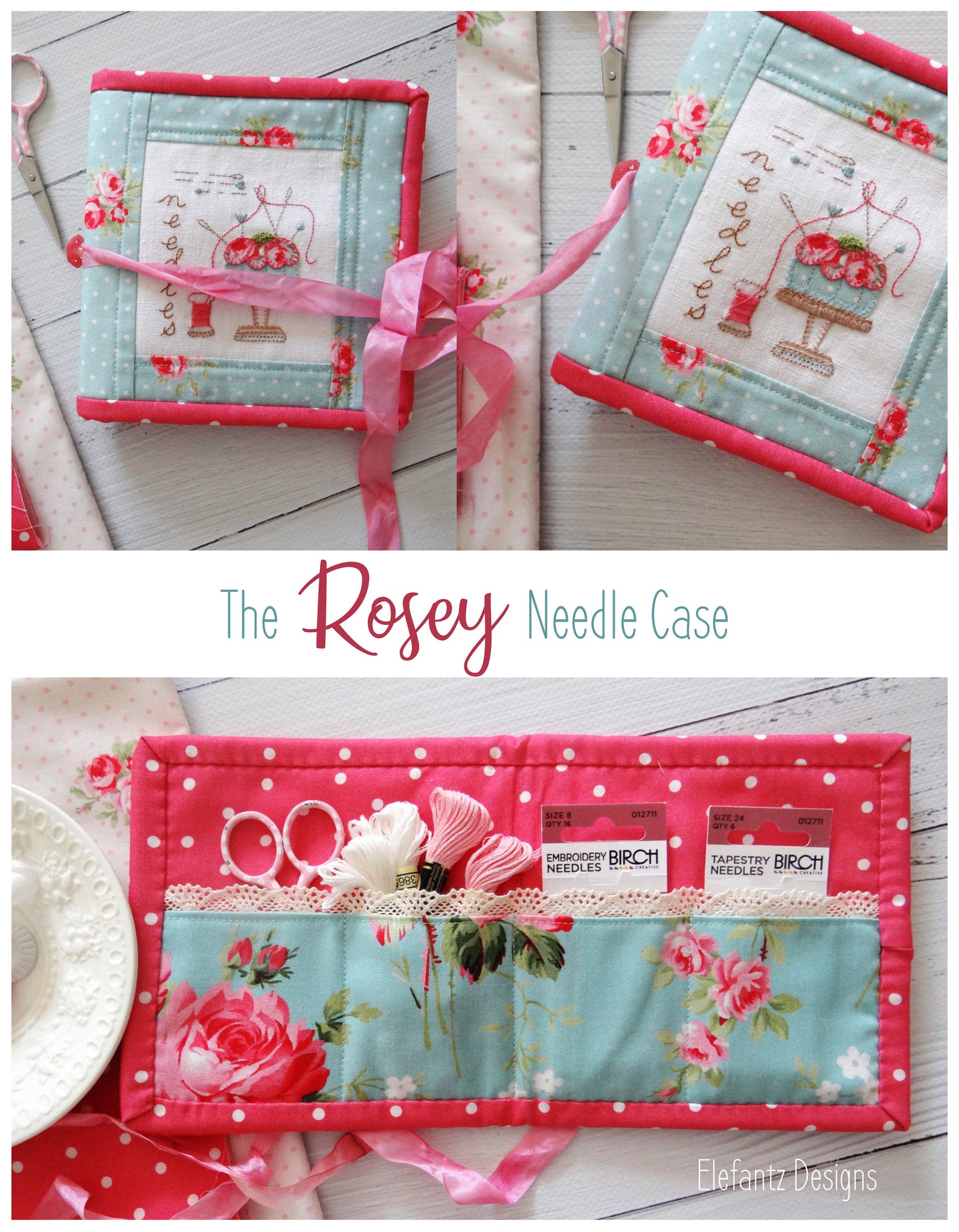 The Rosey Needle Case Pattern - Hand Embroidery - Applique - Digital ...