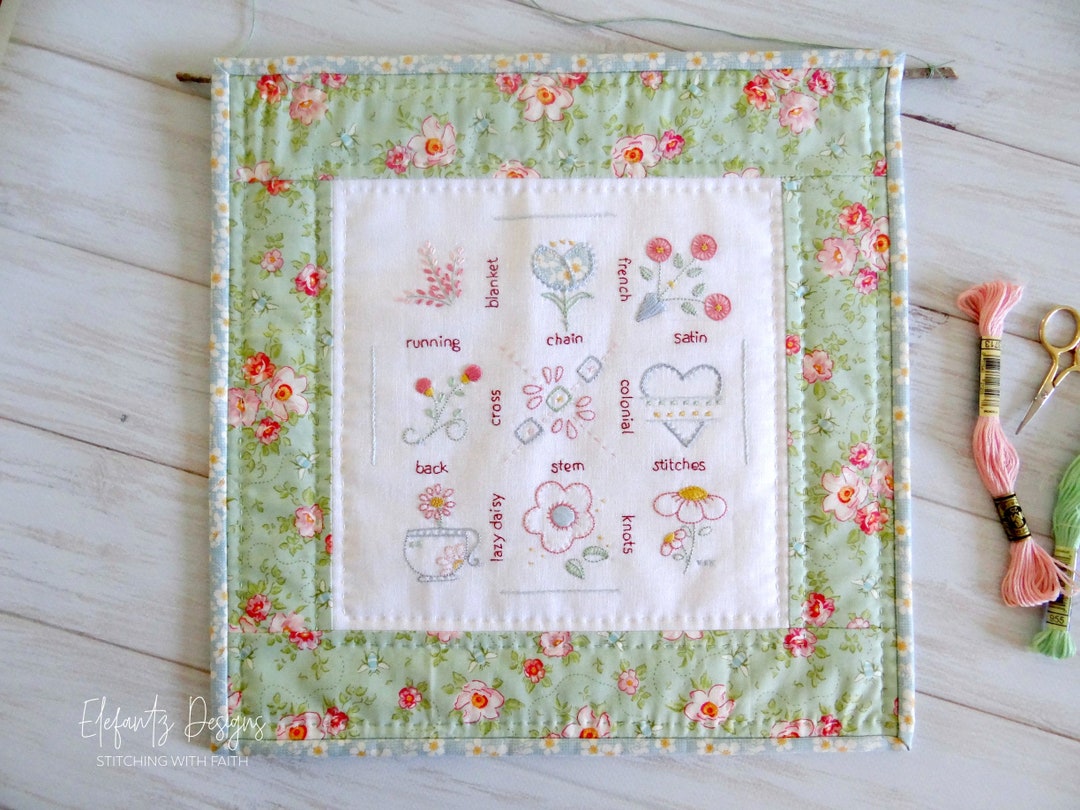 The Stitch Sampler - Floral Hand-embroidery Stitch Sampler Pattern ...