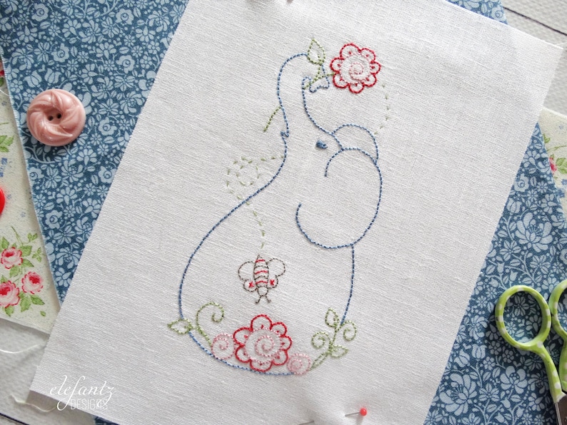 Elephant in the Garden - Hand Embroidery Pattern - Digital Download - Etsy