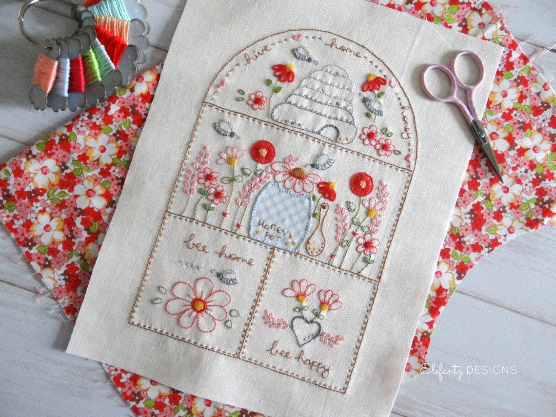 BEE HAPPY - Hand Embroidery Pattern - Digital Download - Etsy