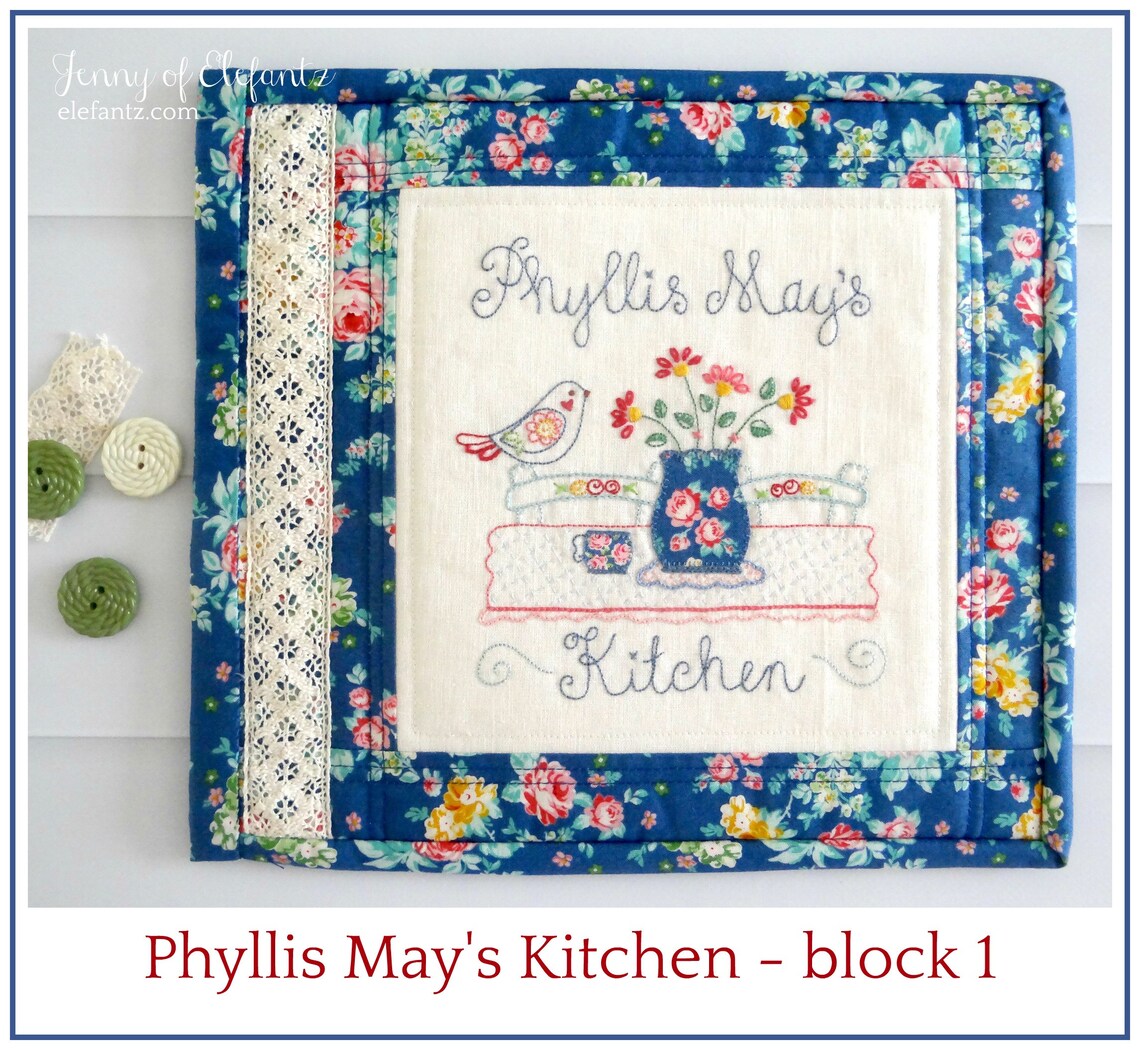 PHYLLIS MAY'S KITCHEN Hand Embroidery Block of the Month - Etsy