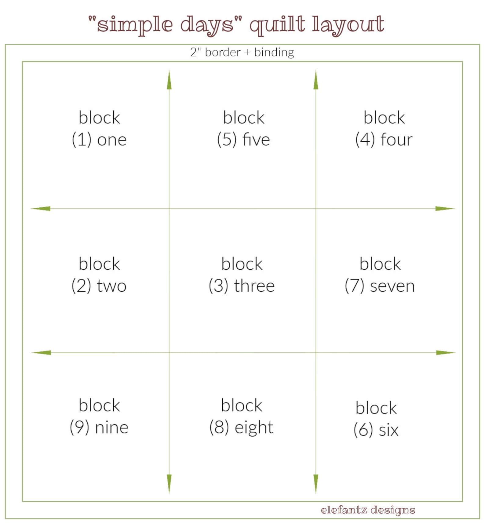 SIMPLE DAYS Block 8 of a Nine-block Quilt Pattern Hand - Etsy