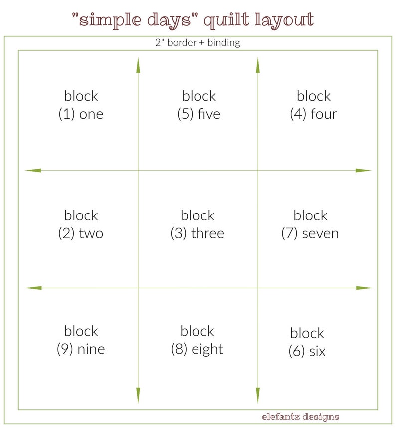 SIMPLE DAYS Block 8 of a Nine-block Quilt Pattern - Hand Embroidery ...