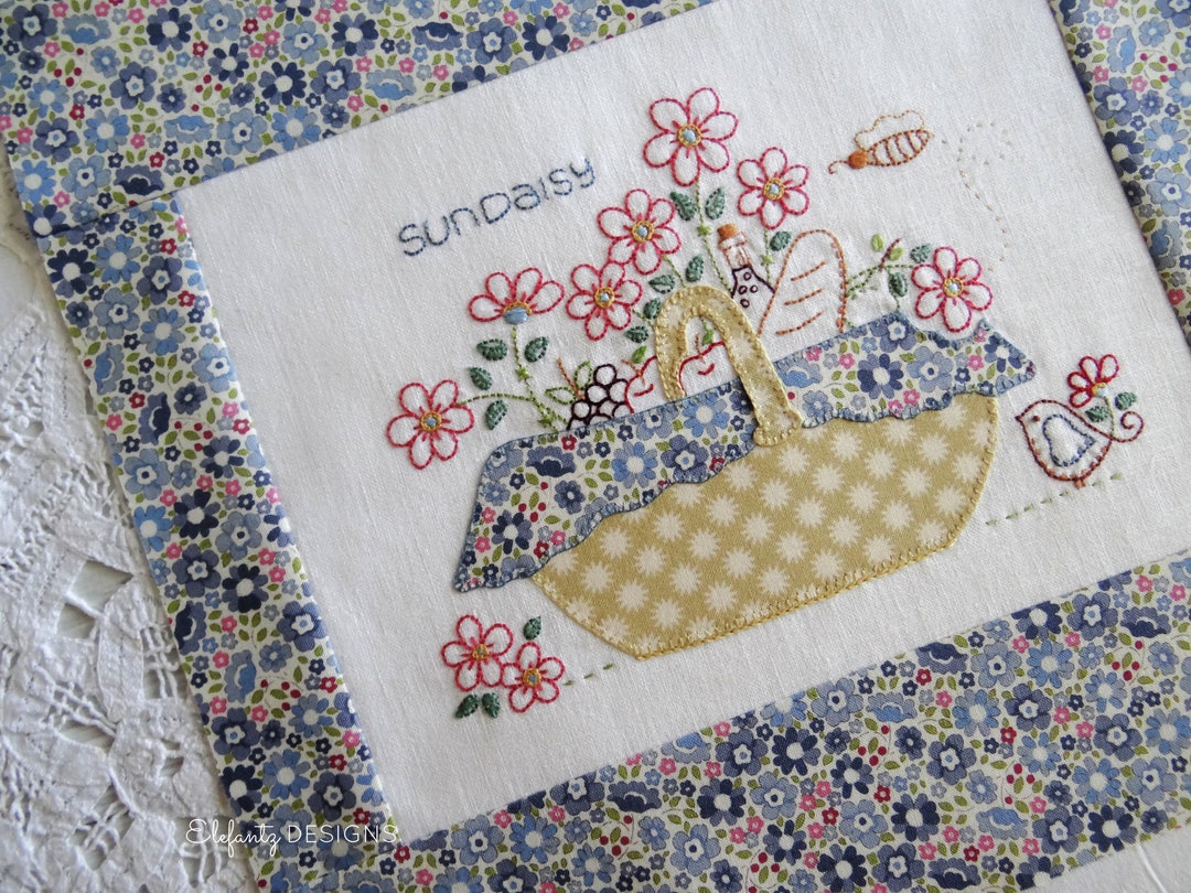 Daisy-a-day Quilt - Block 2 Pattern - Hand Embroidery - Digital ...