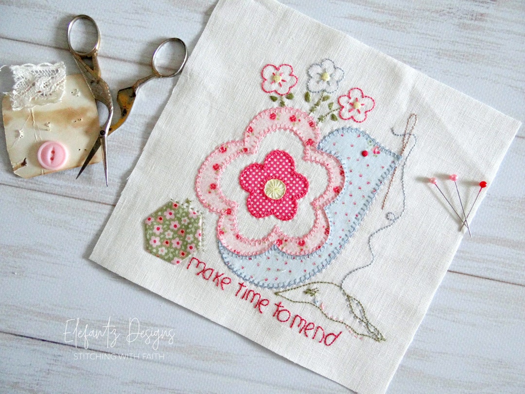 Time to Mend - Hand Embroidery and Applique Pattern - Digital Download ...