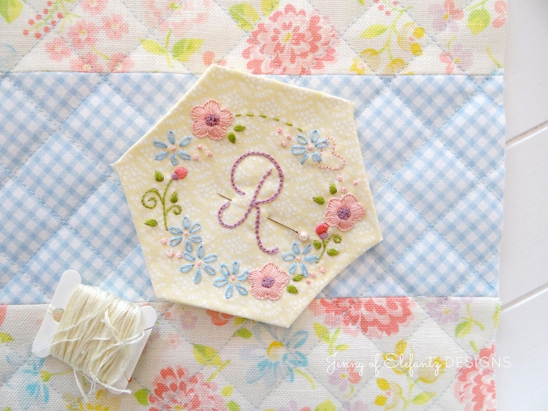 Floral Monogram Circlet Pattern - Hand Embroidery - Full Alphabet ...