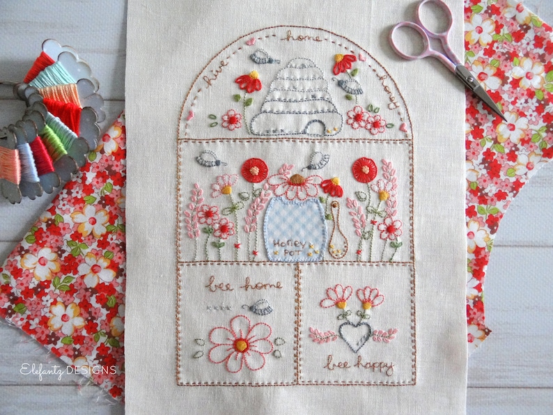 BEE HAPPY - Hand Embroidery Pattern - Digital Download - Etsy