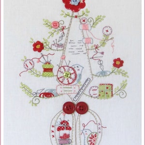 The Scissor Tree - Christmas Pattern - Sewing Theme - Hand Embroidery ...