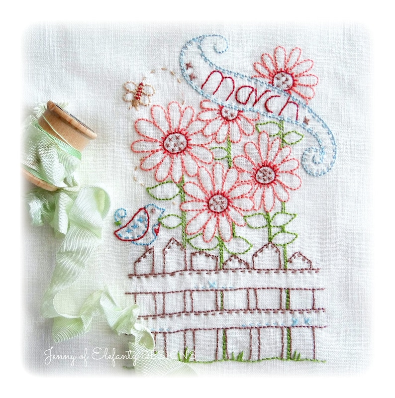 A Year in the Garden 12 Blocks Hand Embroidered Quilt - Etsy