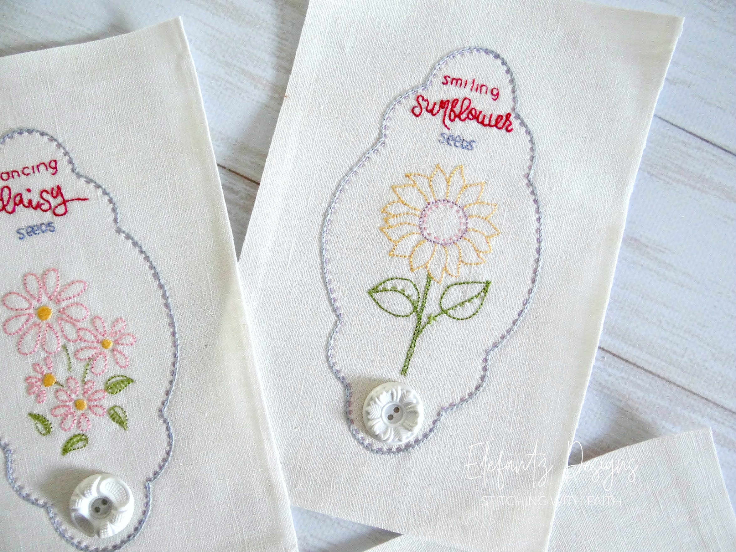 Set of 4 Flower Seed Packet Hand Embroidery Patterns Digital - Etsy