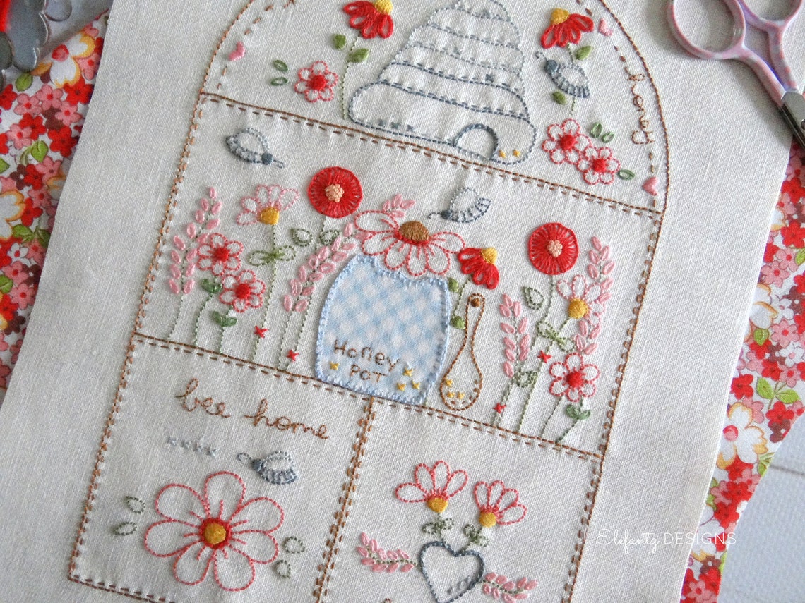 BEE HAPPY - Hand Embroidery Pattern - Digital Download - Etsy