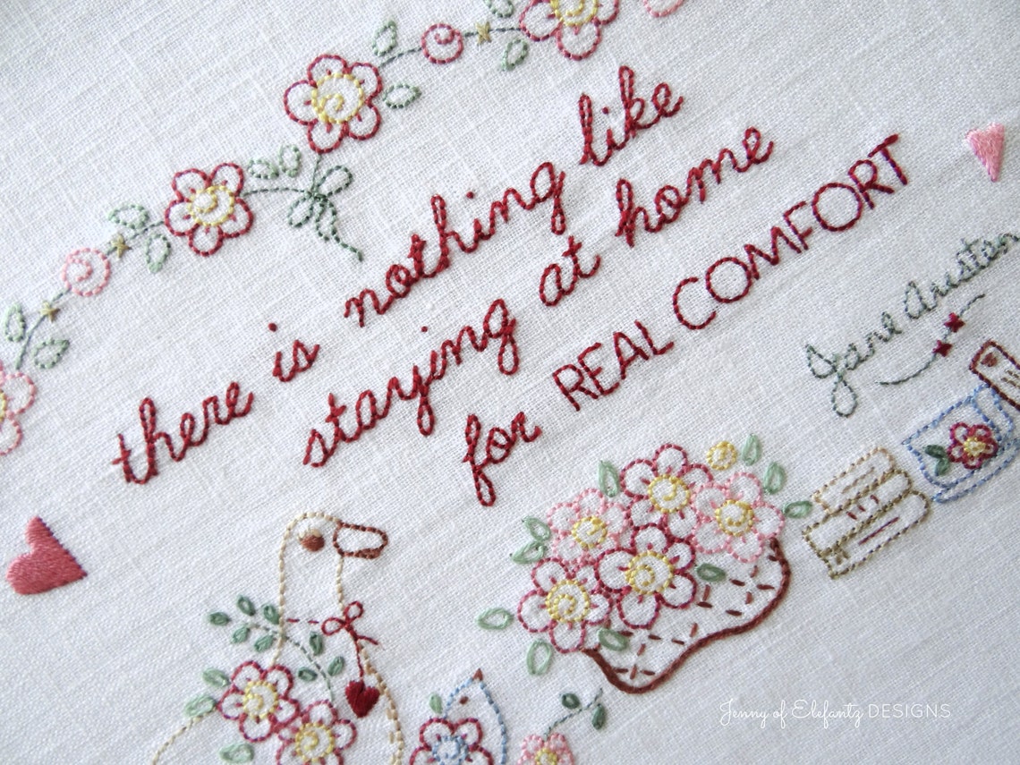 Comforts of Home Jane Austen Hand Embroidery Pattern - Etsy