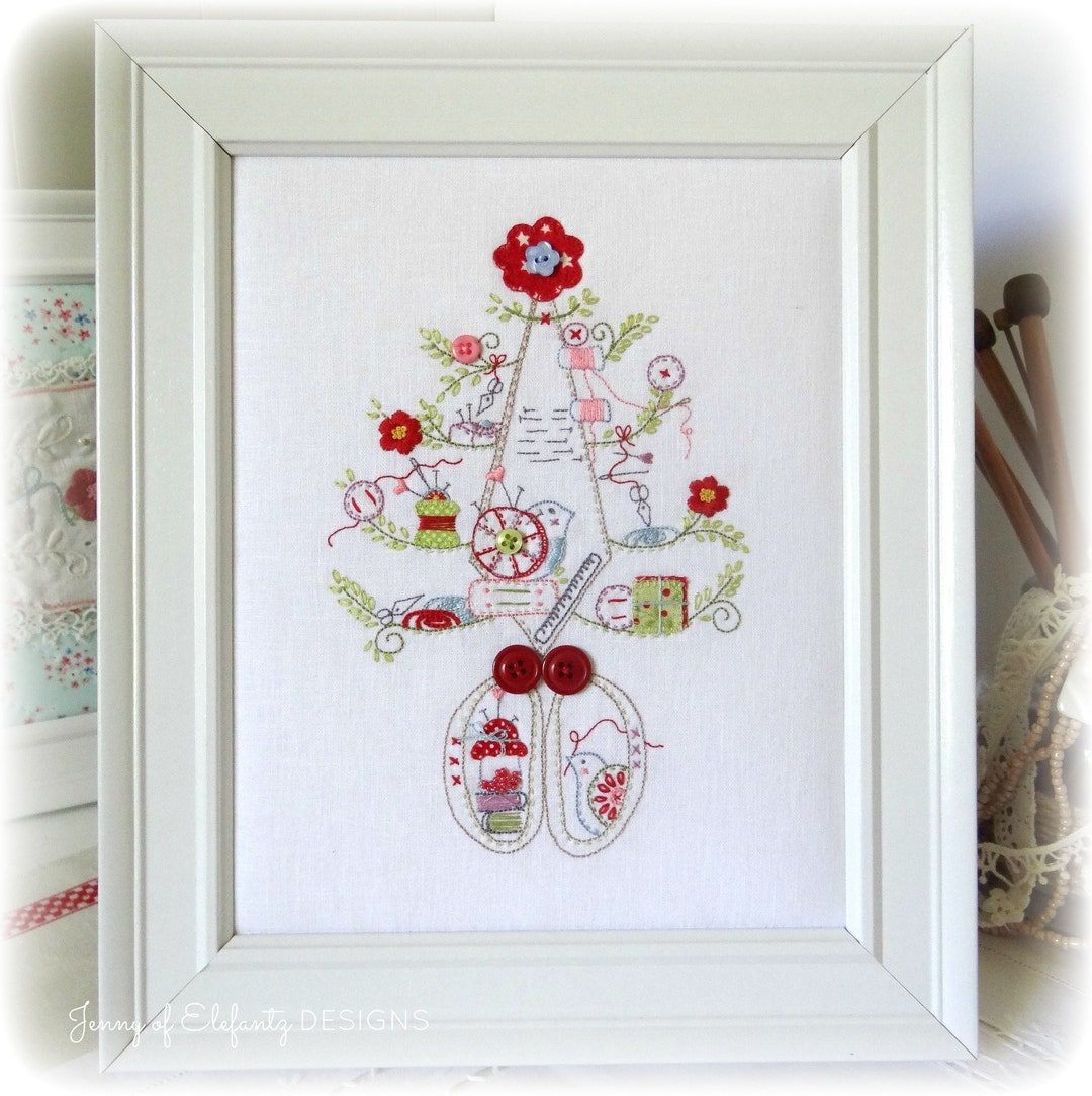 The Scissor Tree - Christmas Pattern - Sewing Theme - Hand Embroidery ...