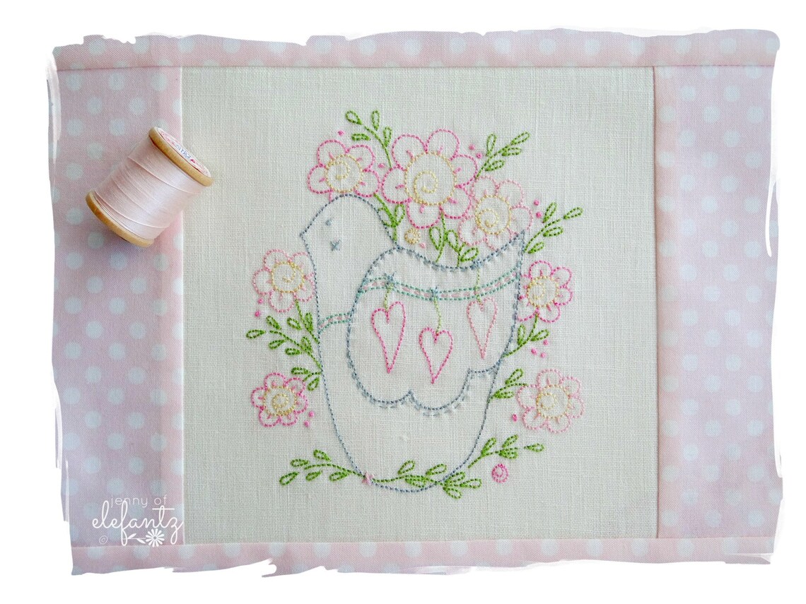 Pink & Green Six Pretty Hand Embroidery Patterns From the | Etsy