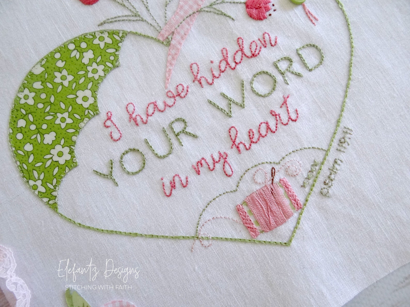 Hidden in My Heart Hand Embroidery Pattern Psalm 119:11 - Etsy