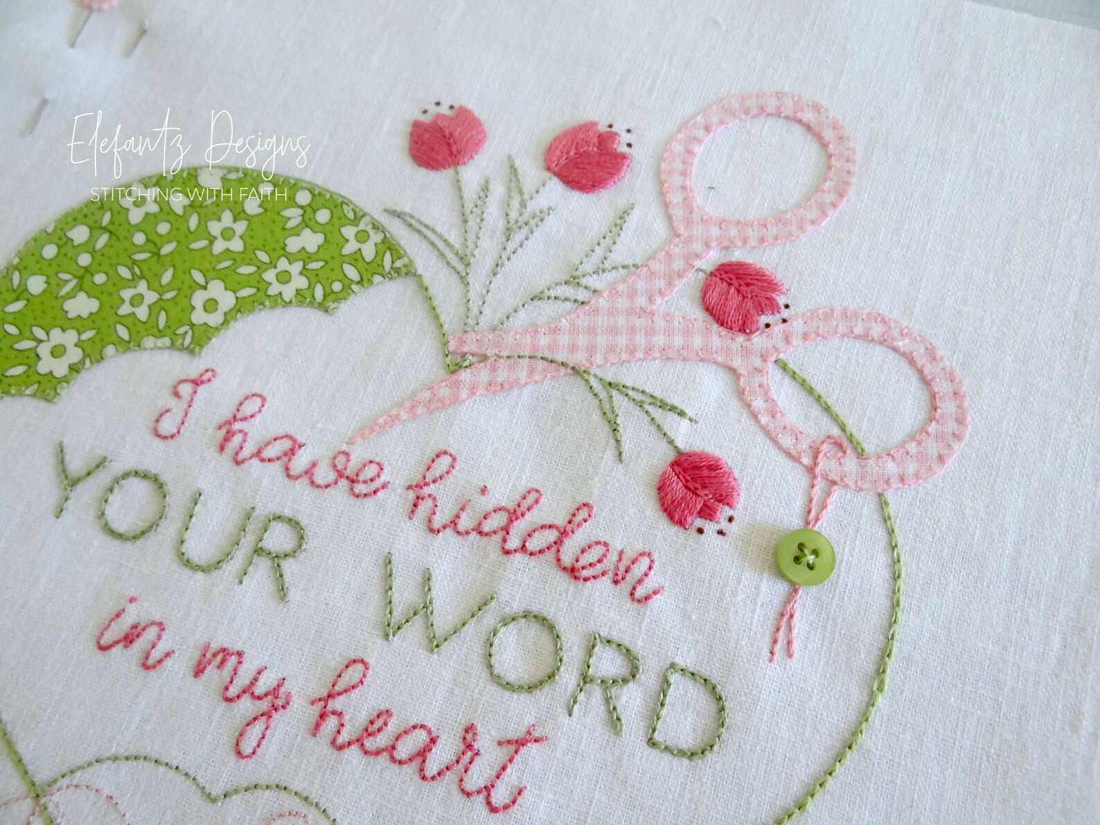Hidden in My Heart - Hand Embroidery Pattern - Psalm 119:11 - Digital ...