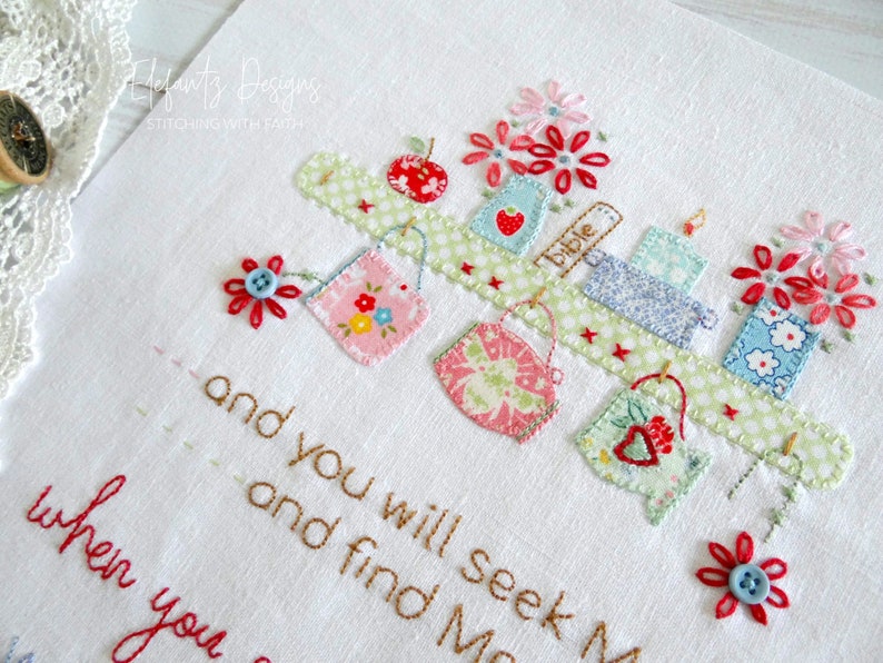 Seek and Find - Jeremiah 29:13 - Hand Embroidery and Applique Pattern ...