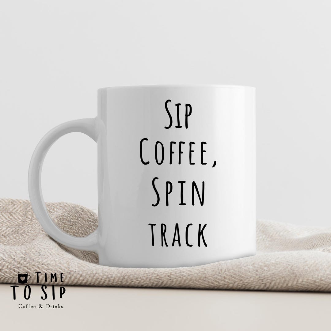 Sip Coffee Spin Track Mug, Road Cyclist Mug, Sip and Track Mug, Funny Humor Track Coffee Mug ...
