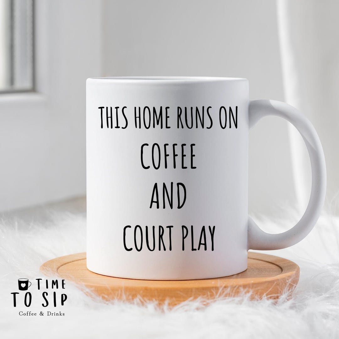 This Home Runs on Coffee and Court Play Mug, Tennis Star Mug, Funny ...