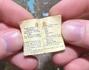 Miniature Open Antique Illustrated Book. Old Medieval Manuscript ...