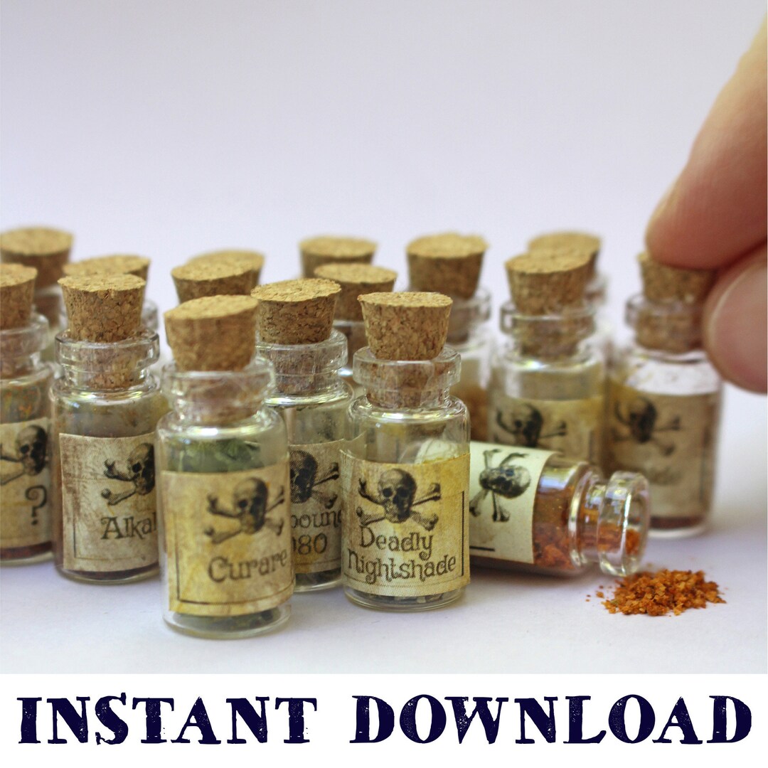 30 Antique Poison Labels: Dollhouse Digital Download DIY - Etsy