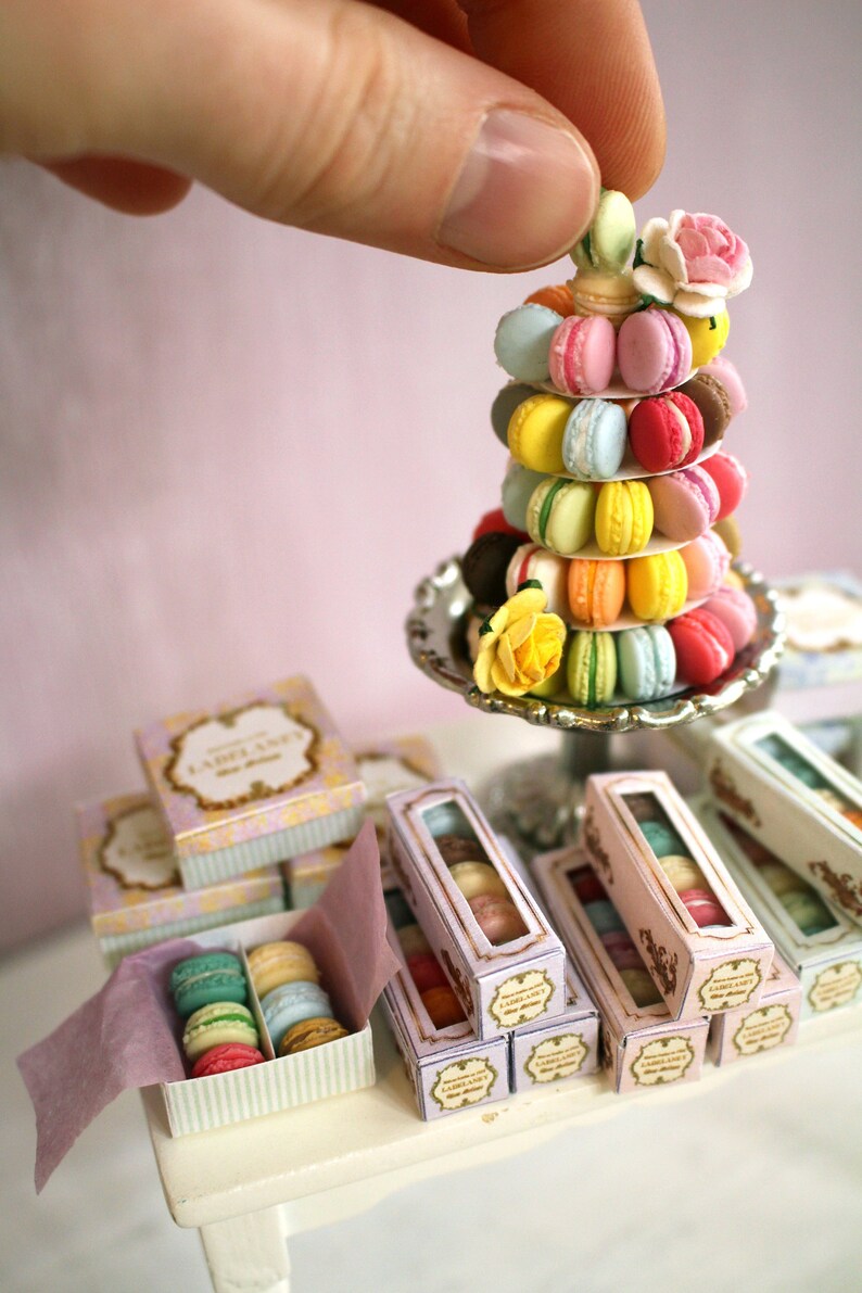 Miniature Macaron Tower – 1:12 Scale French Dollhouse Dessert ...