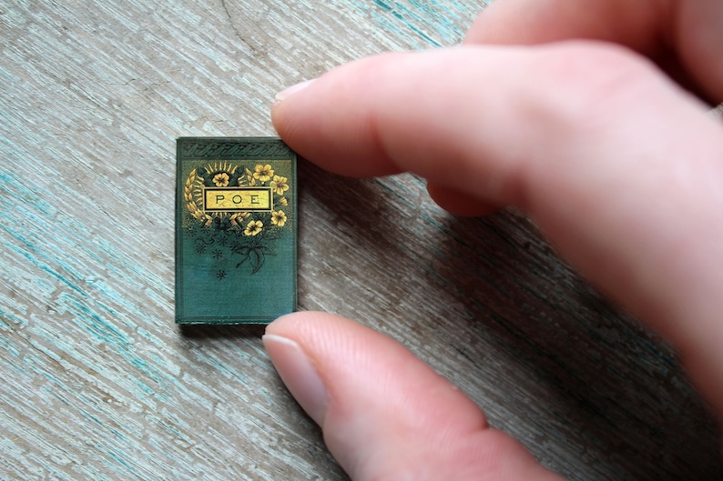 Miniature Poe Book – 1:12 Scale Gothic Dollhouse Decor • Tiny Closed ...