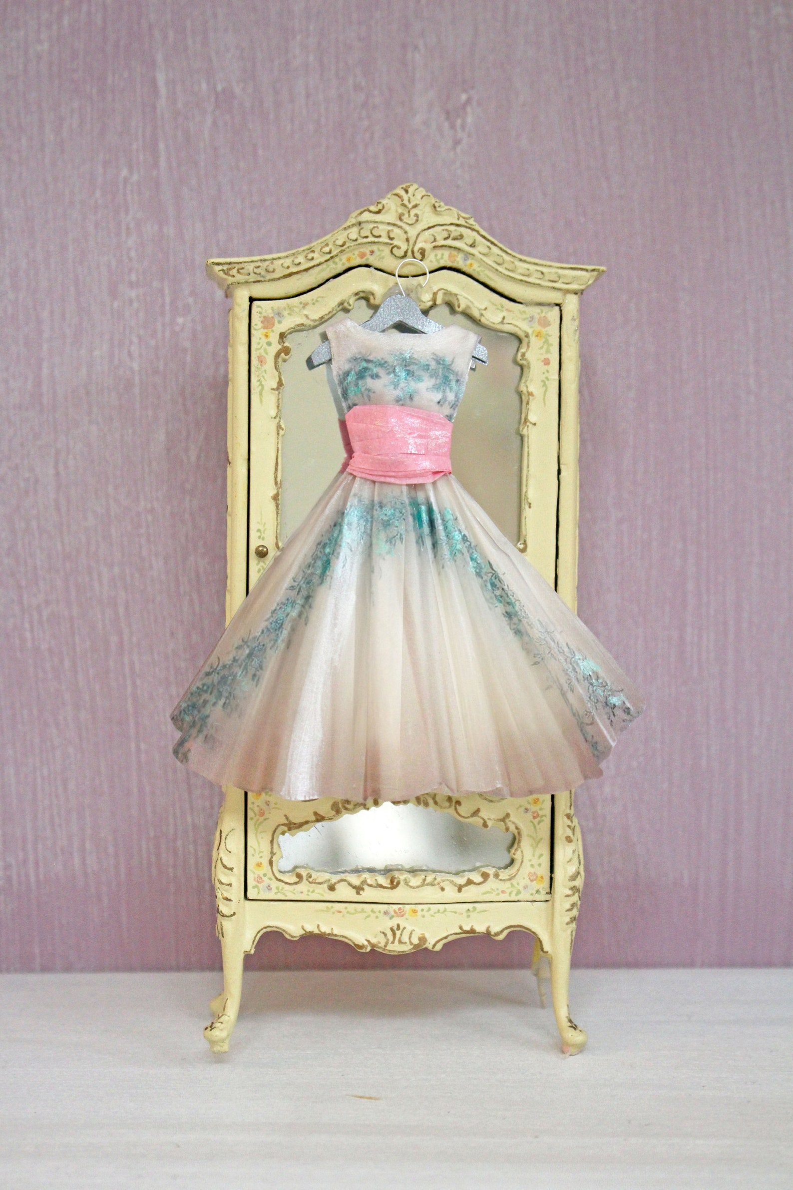 Miniature Handpainted Paper Dress Gathering Some Flowers | Etsy