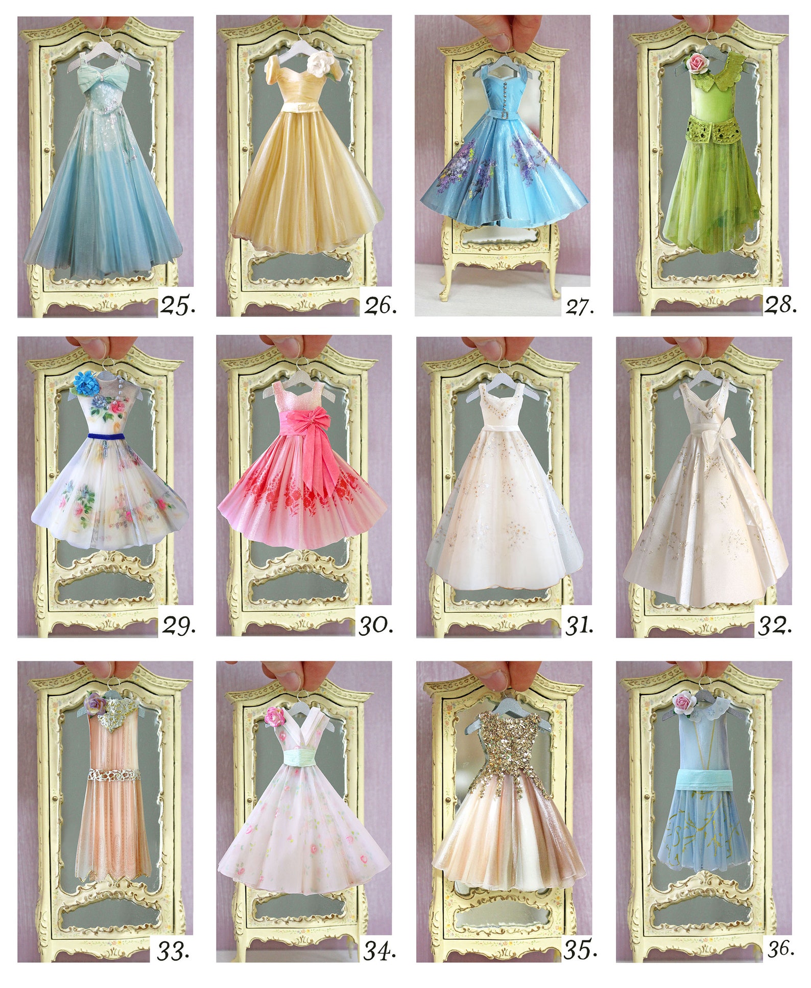 Miniature Handpainted Paper Dress Stroll Through the - Etsy