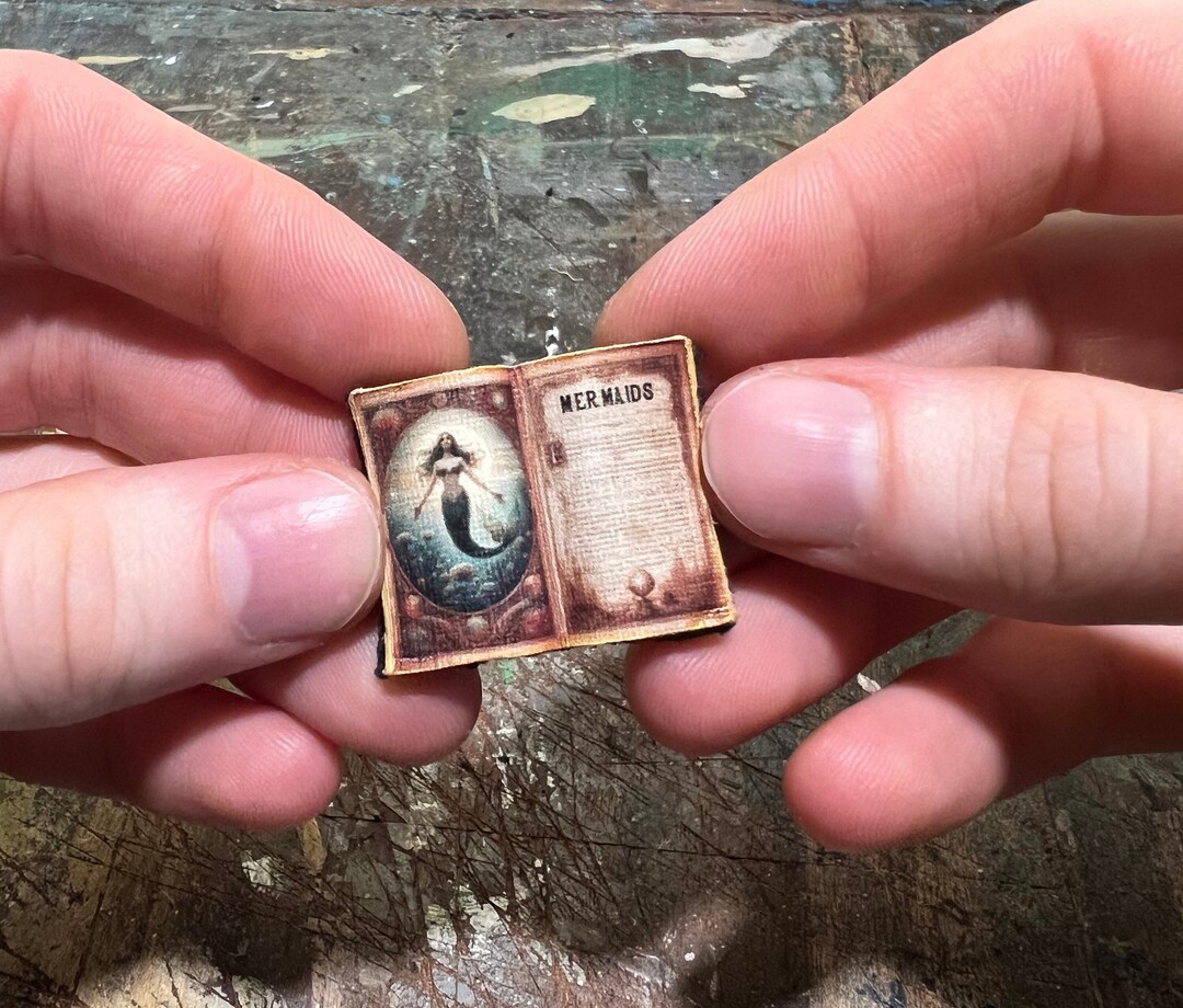 Handmade Miniature Open Book: Mermaids, Dollhouse Diorama - Etsy