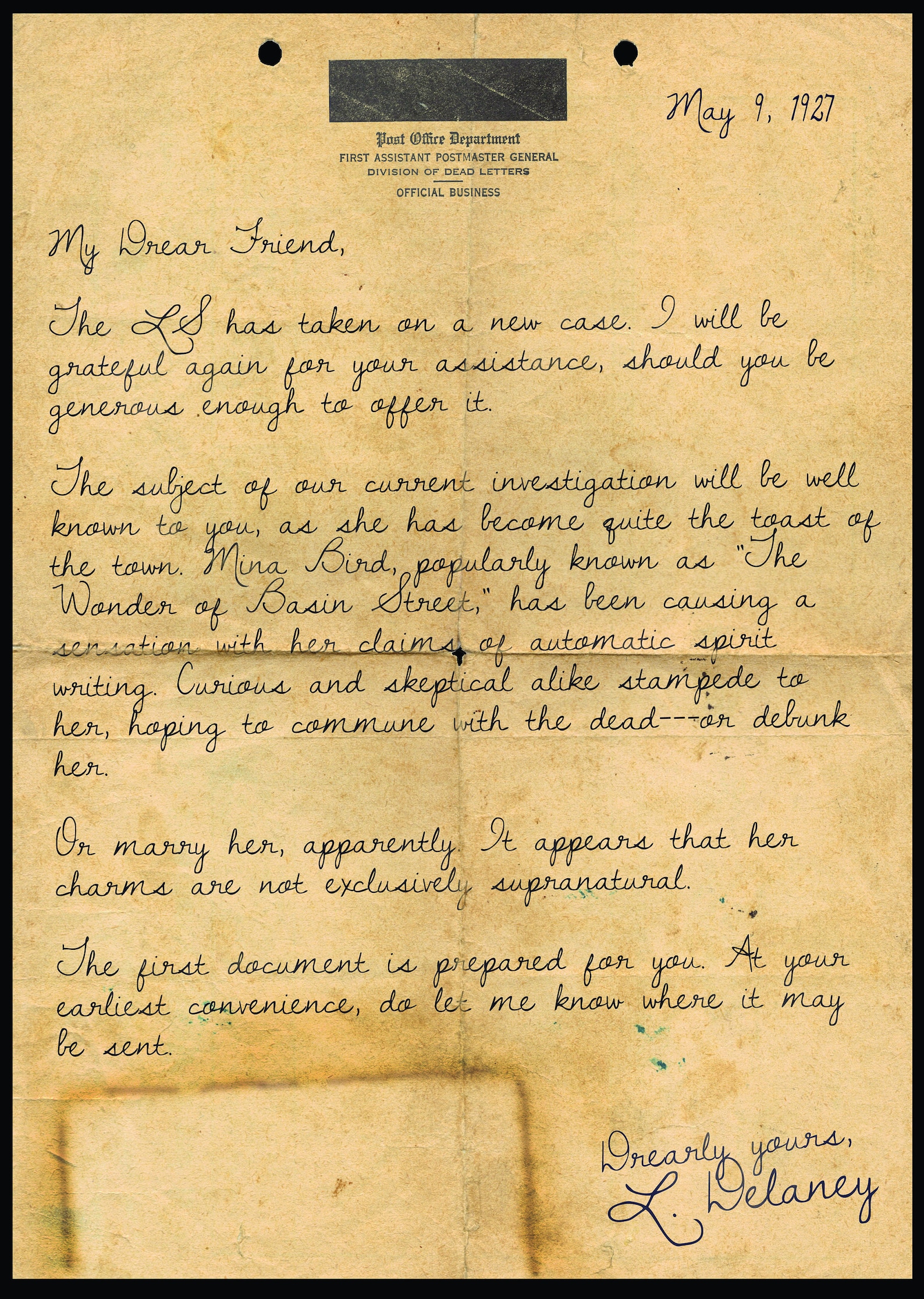 Letters From Dead People 1927/8 Case File: Mina Bird - Etsy
