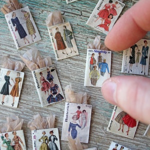 Set of Miniature Vintage Sewing Patterns - for Dollhouses, Dioramas ...