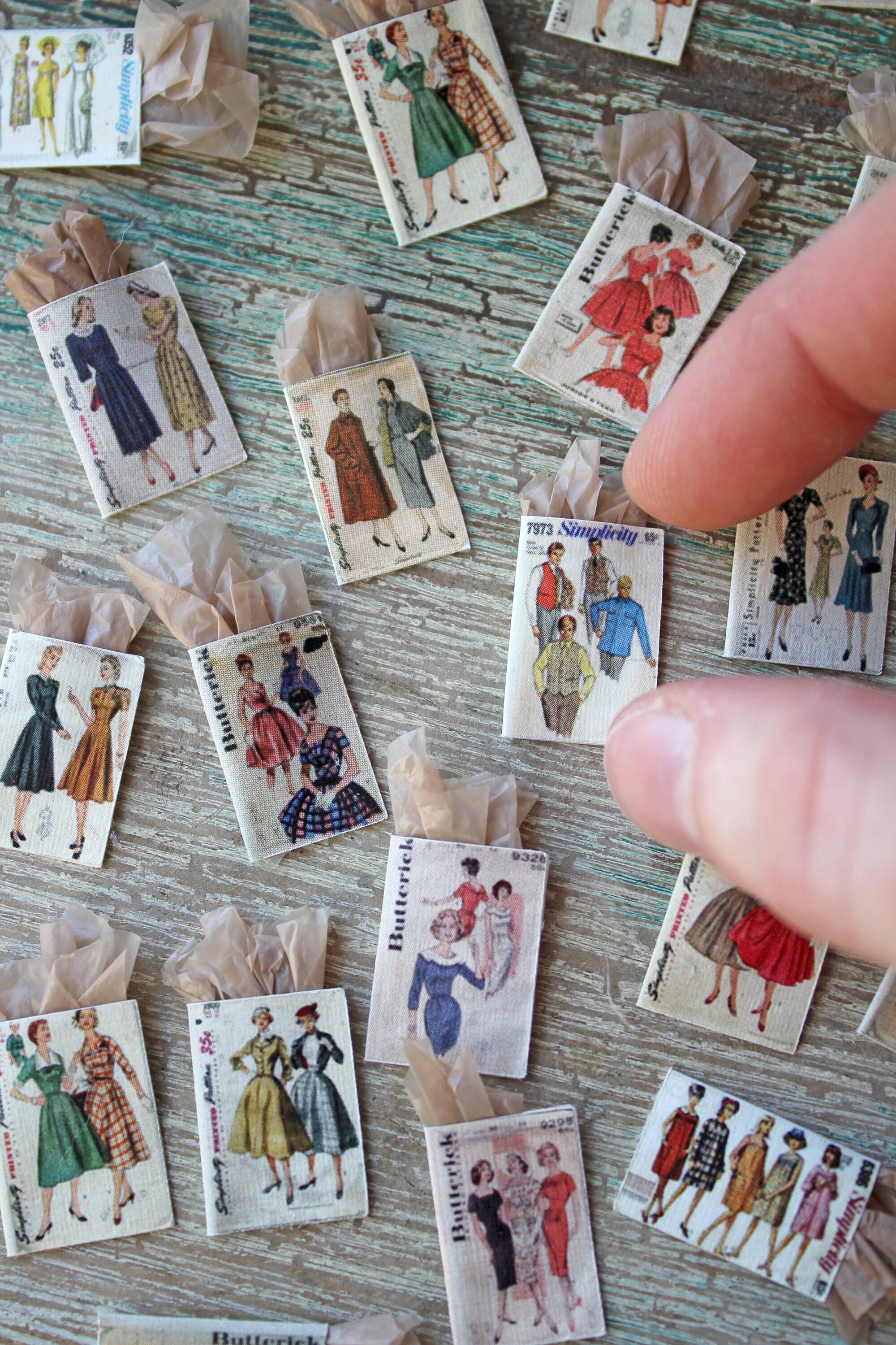Set of Miniature Vintage Sewing Patterns - for Dollhouses, Dioramas ...