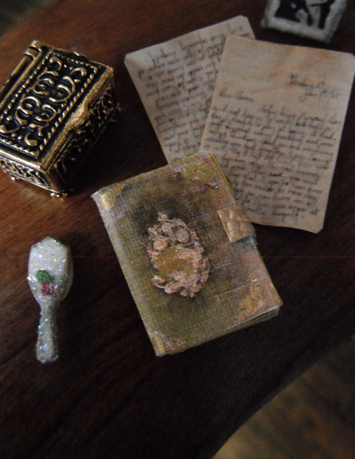 Miniature Antique Diary – Dollhouse Journal With Gold Details • Tiny ...