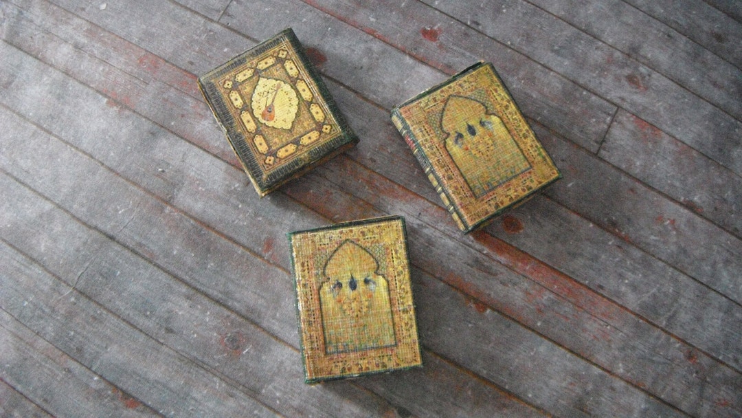 Miniature Antique Book Set – 1:12 Scale Dollhouse Decor • Tiny Closed ...