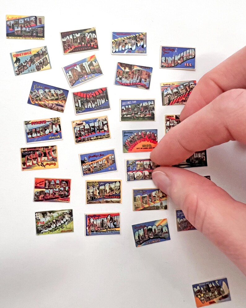Miniature Retro USA Postcards – Scale Dollhouse Travel Ephemera • Tiny ...