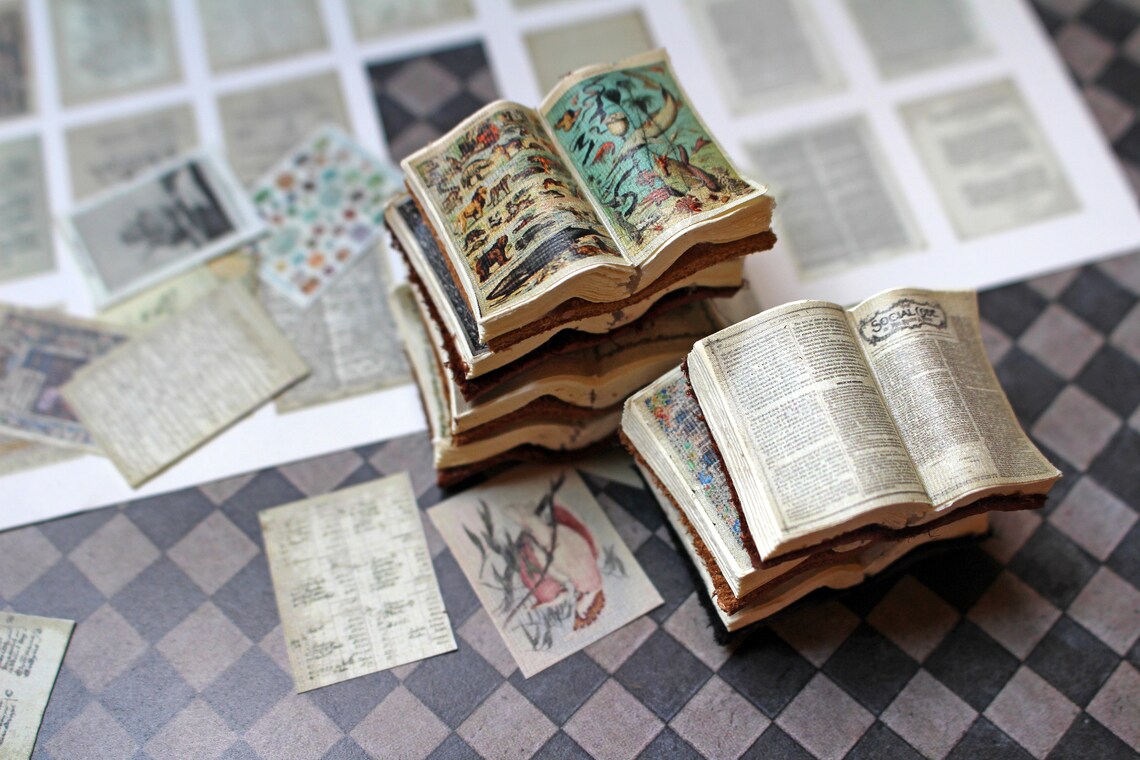 Handmade Miniature Open Book --- Spellbook - Etsy