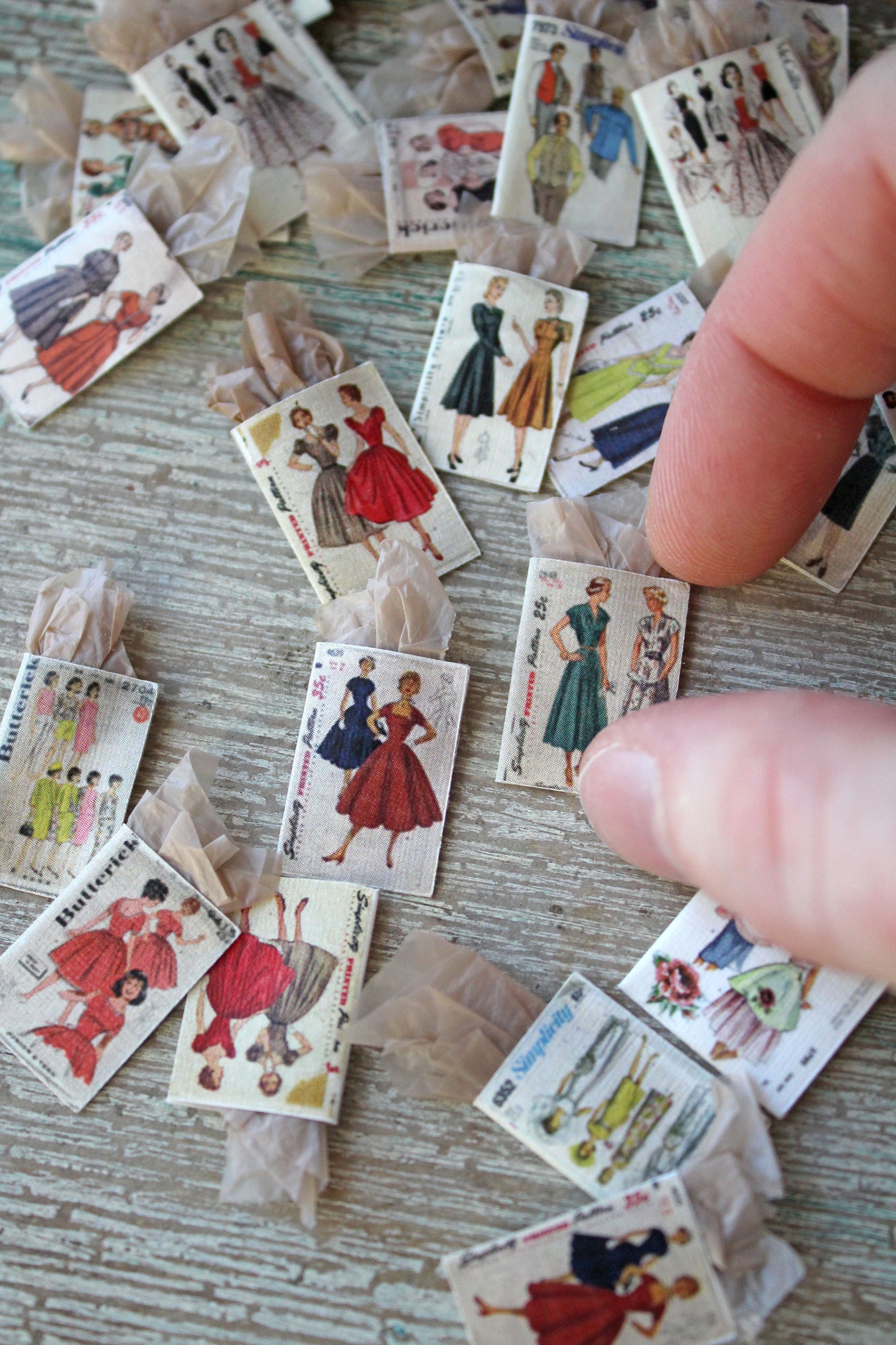 Set of Miniature Vintage Sewing Patterns - for Dollhouses, Dioramas ...