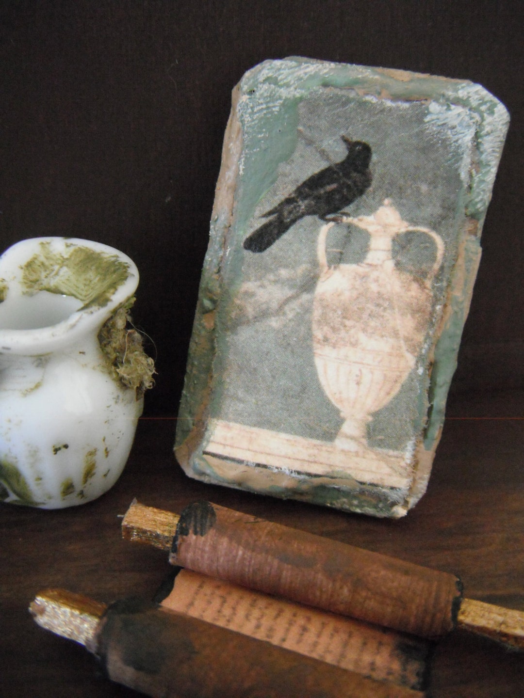 Miniature Roman Raven Fresco - Etsy