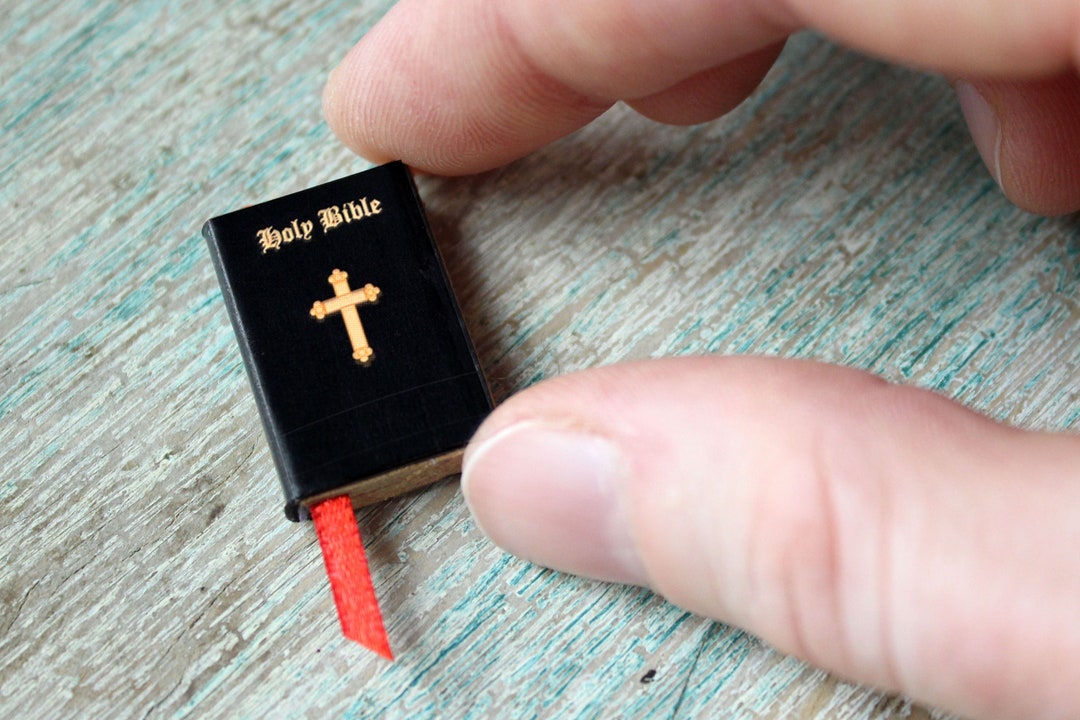 Miniature Holy Bible – 1:12 Scale Dollhouse Book • Tiny Closed Bible ...