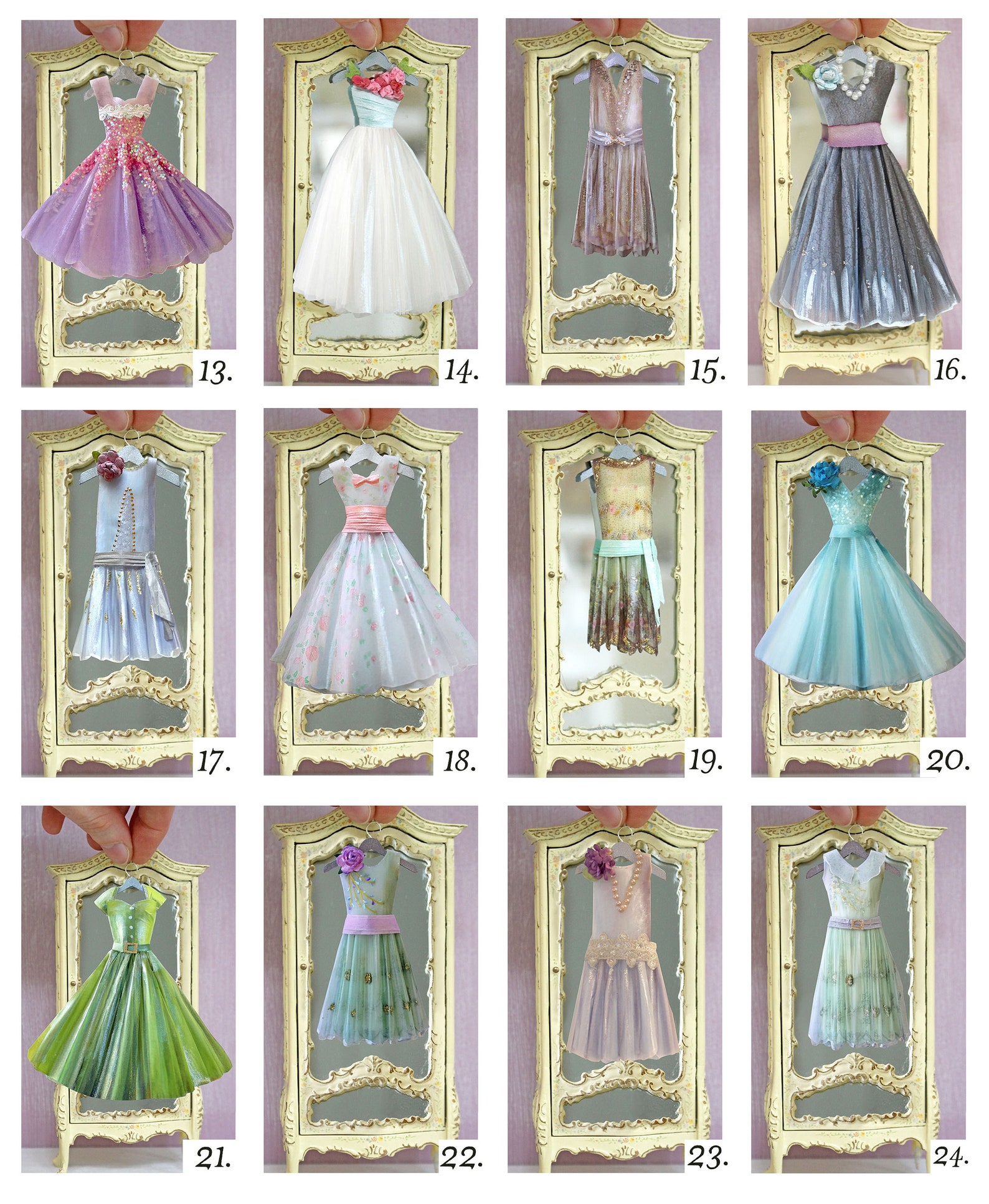 Miniature Handpainted Paper Dress Gathering Some Flowers | Etsy