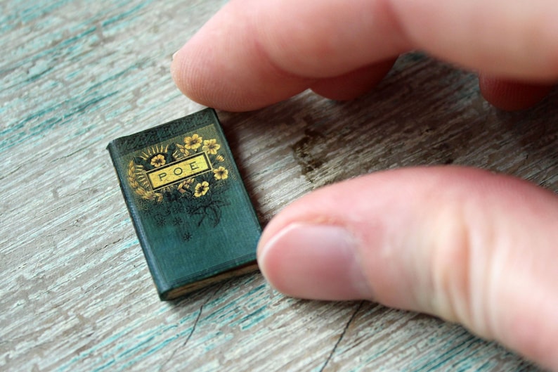 Miniature Poe Book – 1:12 Scale Gothic Dollhouse Decor • Tiny Closed ...