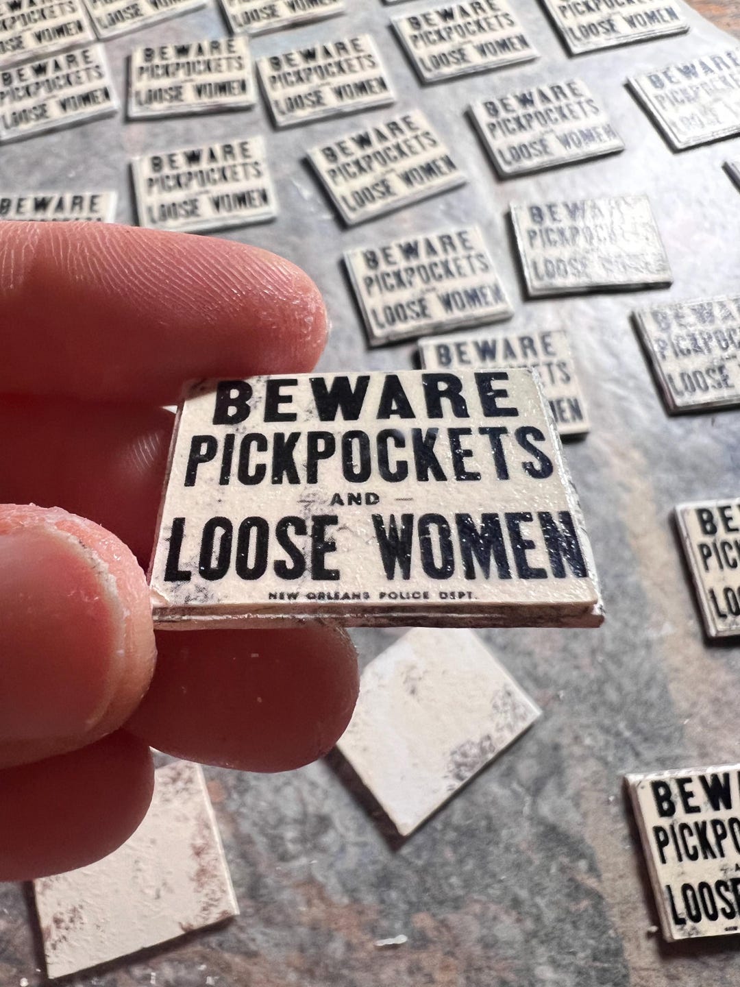 Miniature New Orleans Sign: "beware Pickpockets" Dollhouse Accessory - Etsy