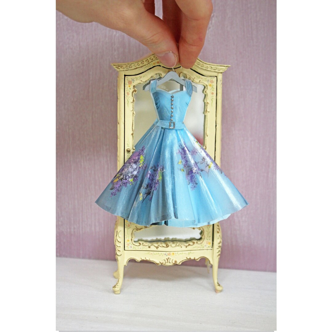 Miniature Handpainted Paper Dress --- Sunning at a Seaside Resort - Etsy