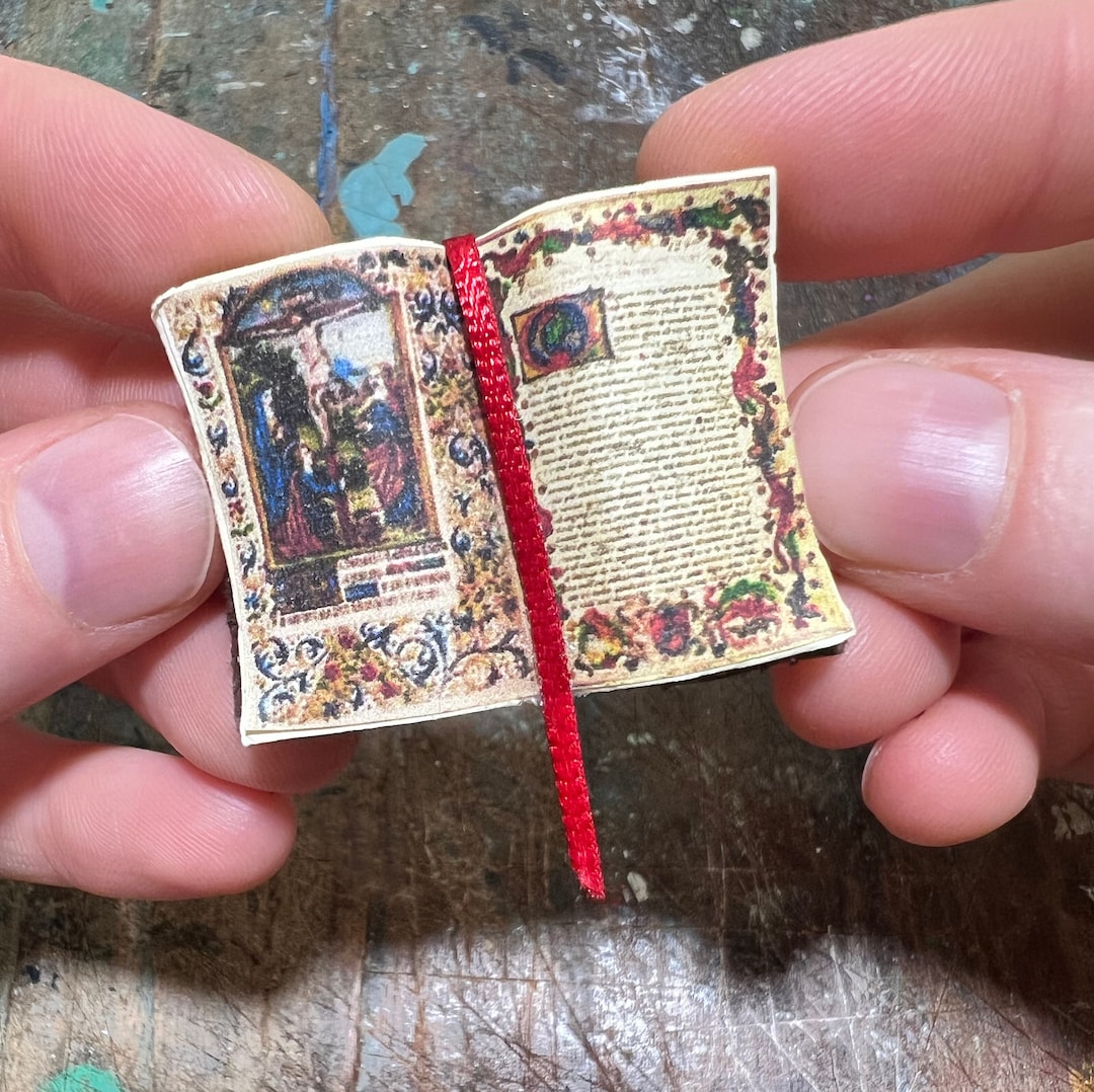 Handmade Miniature Open Book Illuminated Manuscript - Etsy